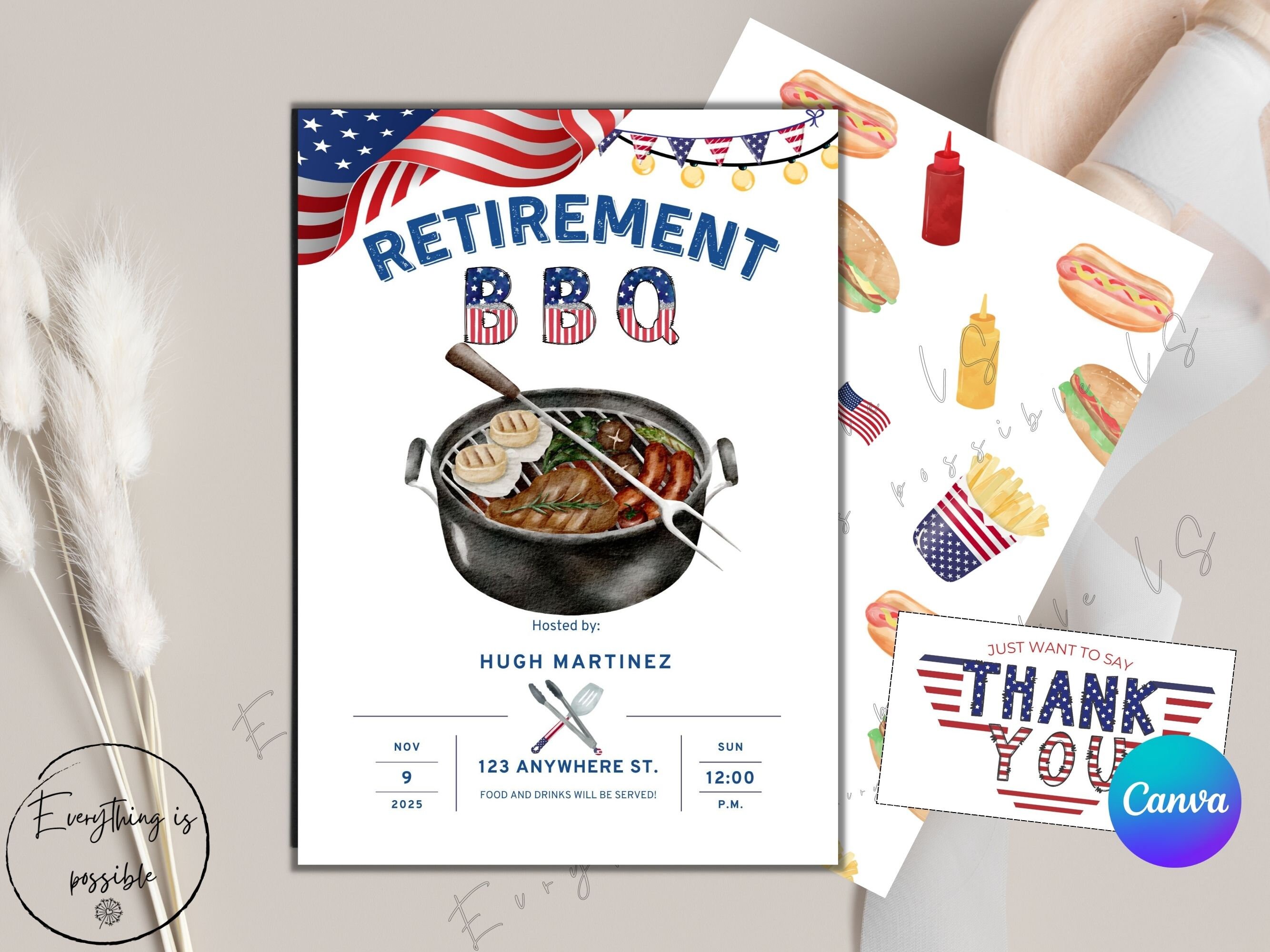 Retirement Ceremony BBQ Invitation, Digital Download Retirement BBQ ...