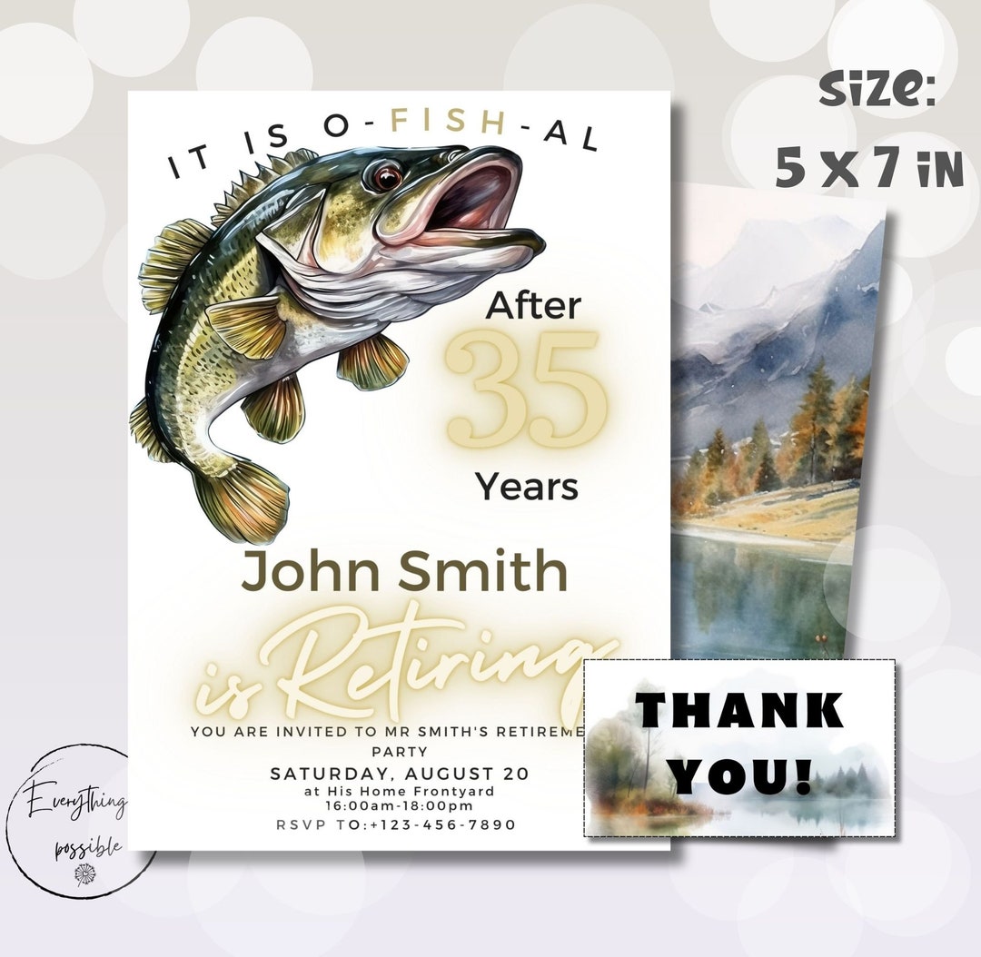 Fishing Retirement Party Invitation, Retirement A Day at the Lake ...