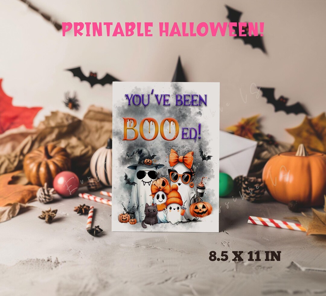You've Been Booed Kit: Printable Halloween Sign, Poem, Treat Tag (PDF ...