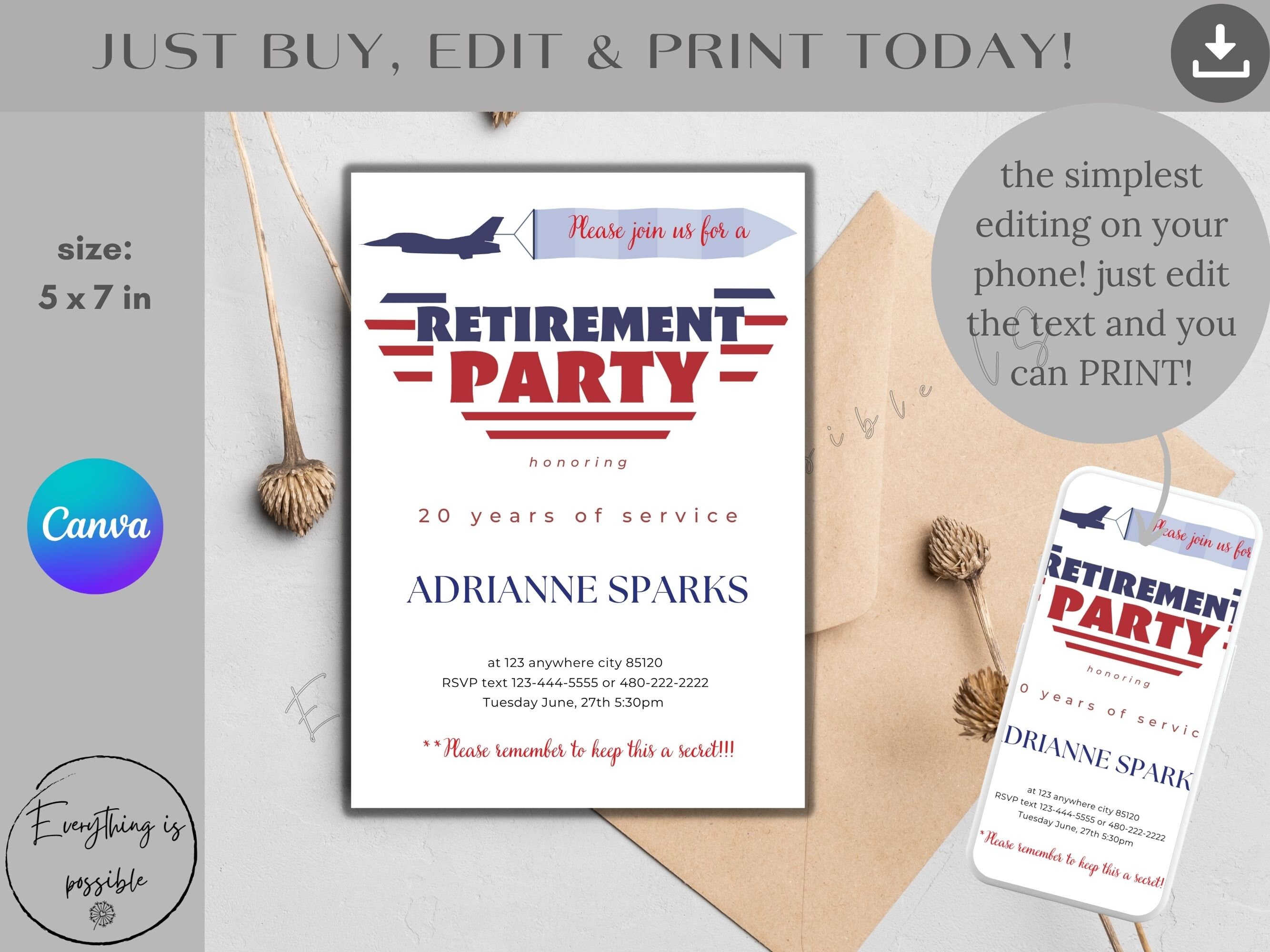 Military Retirement Party Invitation, Digital Download Fighter Pilot ...