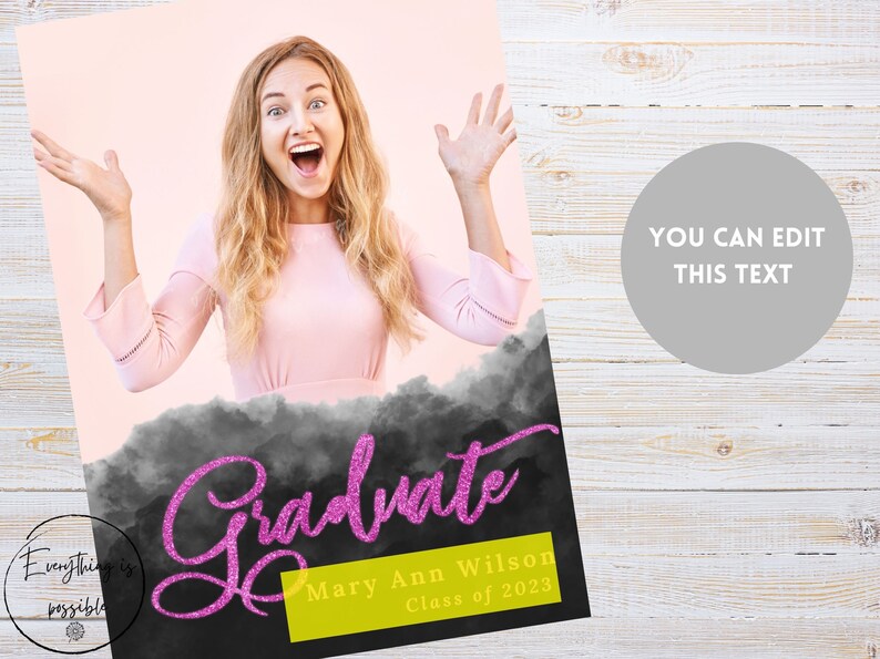 Graduation Invitation 2023 Editable Grad Announcement Digital