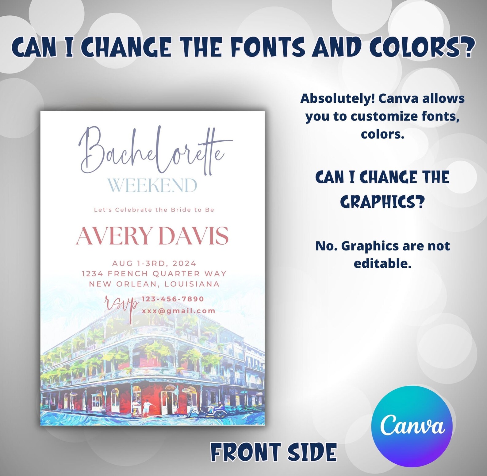 NOLA Bachelorette Invitation Template, Bachelorette Weekend Itinerary ...