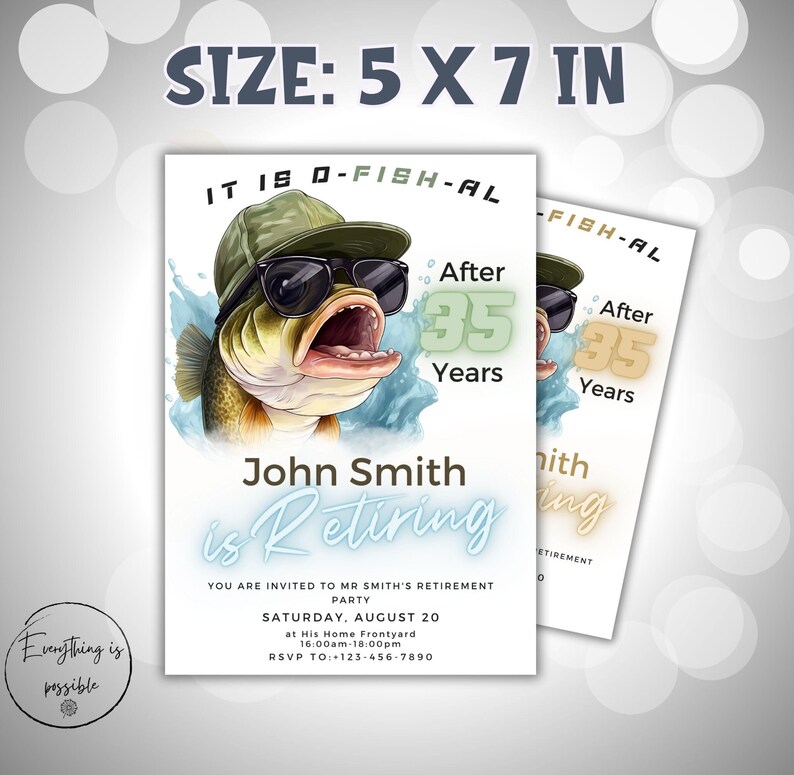 Fisherman Retirement Party Invitation: Fishing Forest Design (editable ...