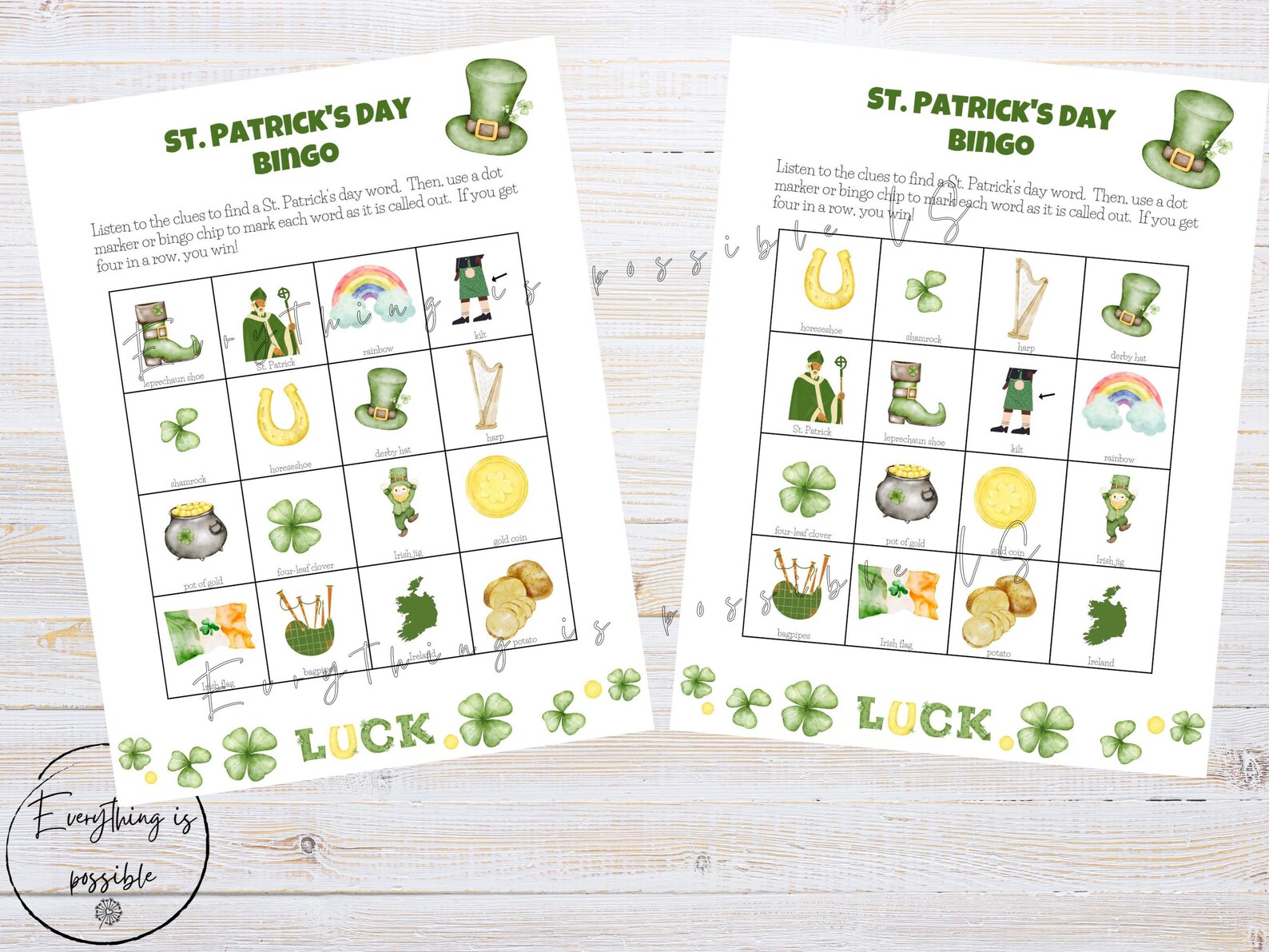 St Patricks Day Printable Bingo, St Paddy Games, Leprechaun Bingo, St ...