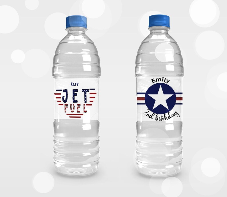 Editable Fighter Pilot Water Bottle Labels Jet Fuel Labels Boy Birthday ...