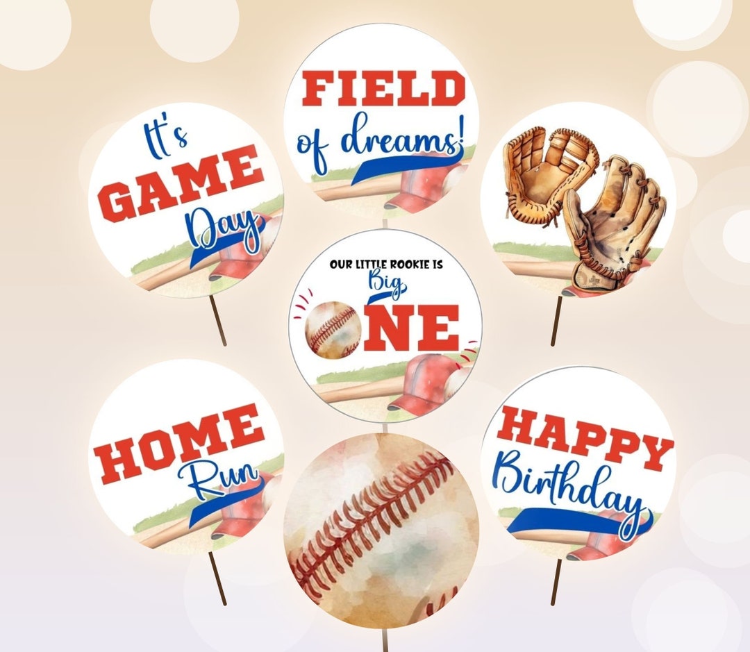 Baseball Cupcake Toppers, Rookie of the Year Decor, Baseball 1st ...