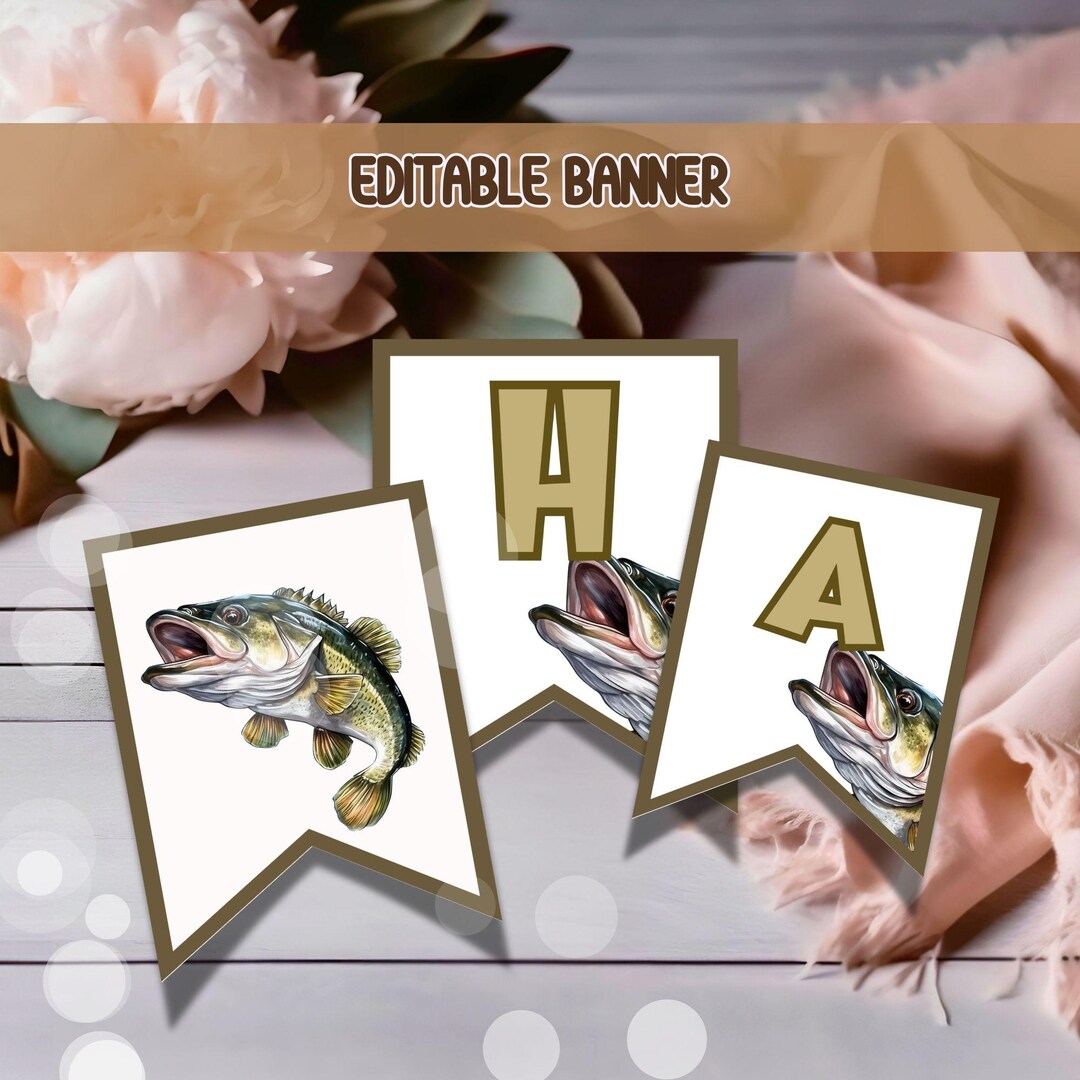 Bass Fishing Birthday Banner: Editable Garland (digital Download) - Etsy