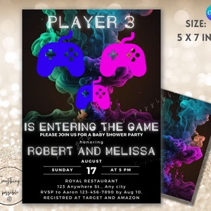 Neon Gamer Gender Reveal Invitation: Gaming Baby Shower (digital) - Etsy