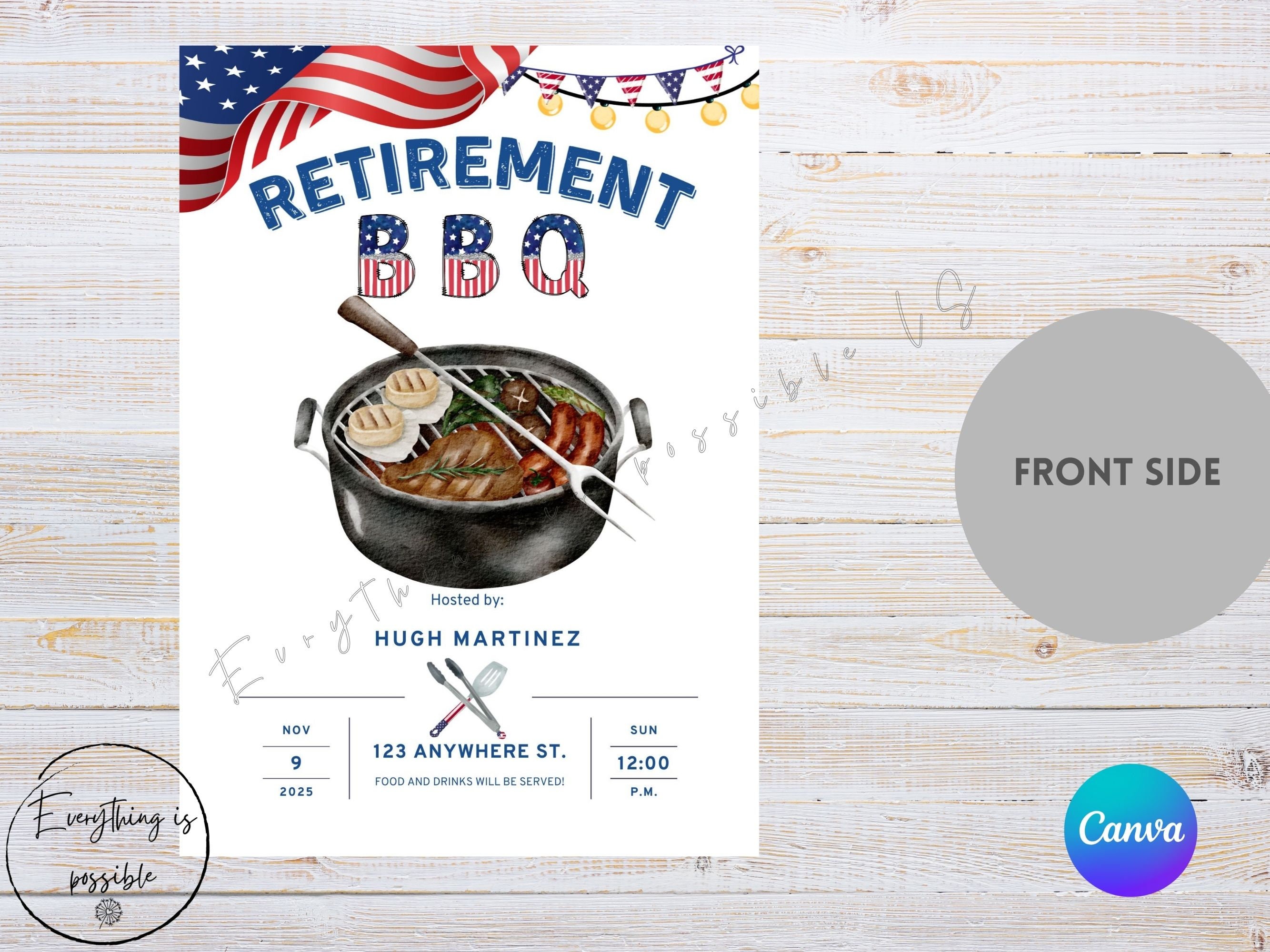 Retirement Ceremony BBQ Invitation, Digital Download Retirement BBQ ...