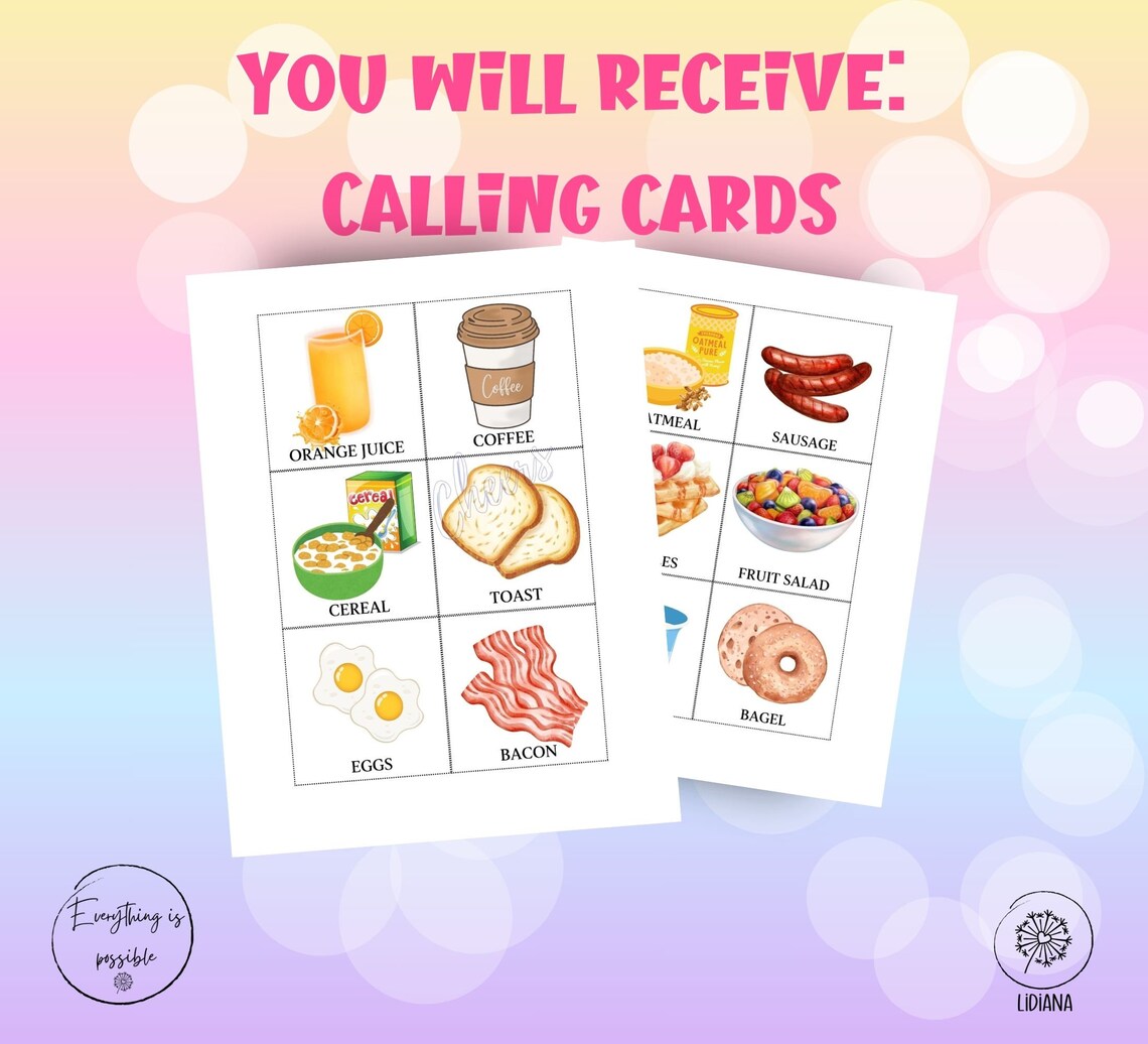 50 Breakfast Bingo Cards Printable Game, Sunday Brunch Bingo Board Game ...