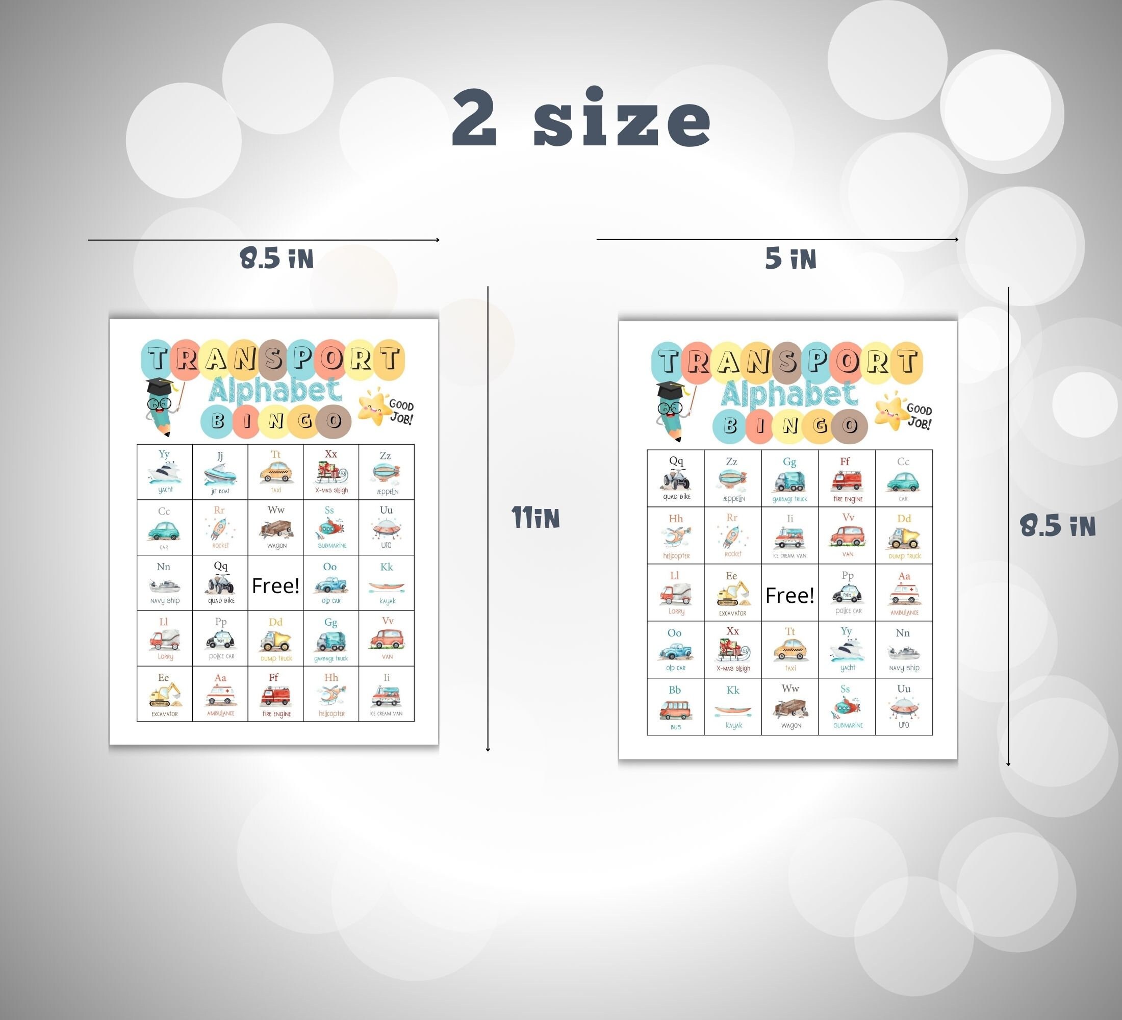 Transport Alphabet Bingo for Home School, Watercolor Car Bingo Birthday ...