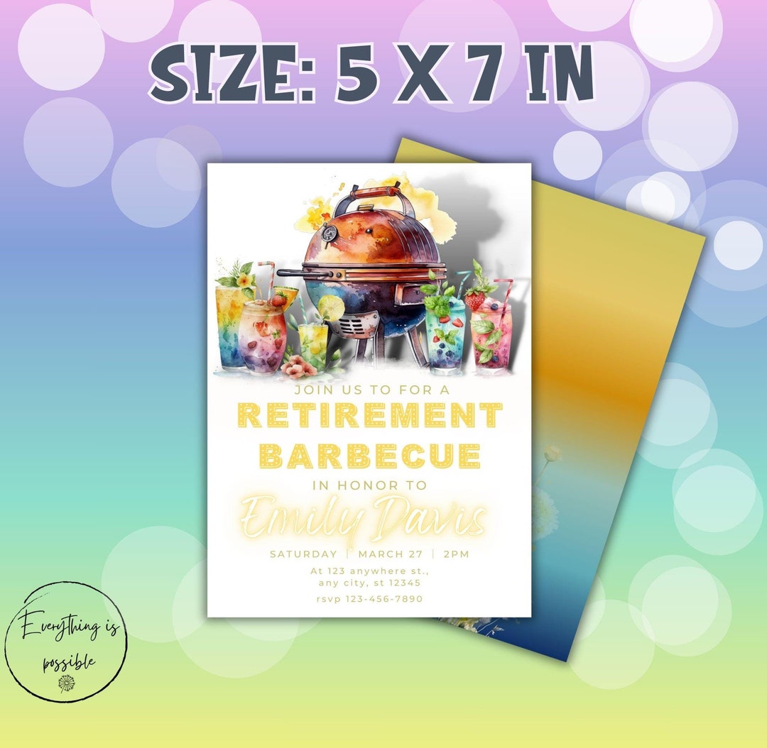 Retirement BBQ Invitation, Pink Floral Woman Retirement Party, Women ...