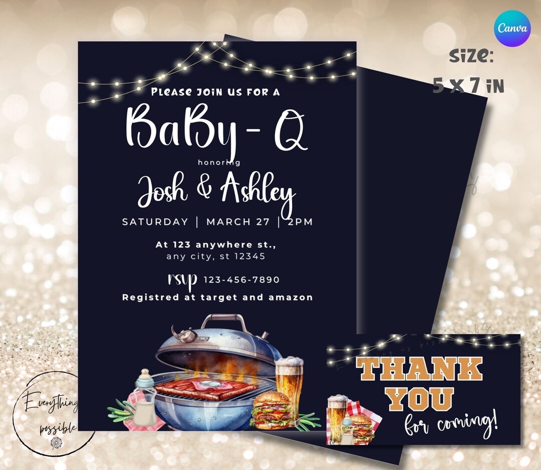 BBQ Baby Shower Invitation Bundle: Burgers, Beer & Babies (digital ...