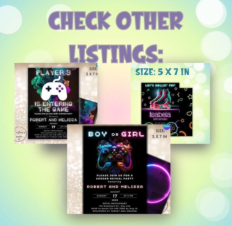 Neon Gamer Gender Reveal Invitation, Gaming Baby Shower, Boy or Girl ...