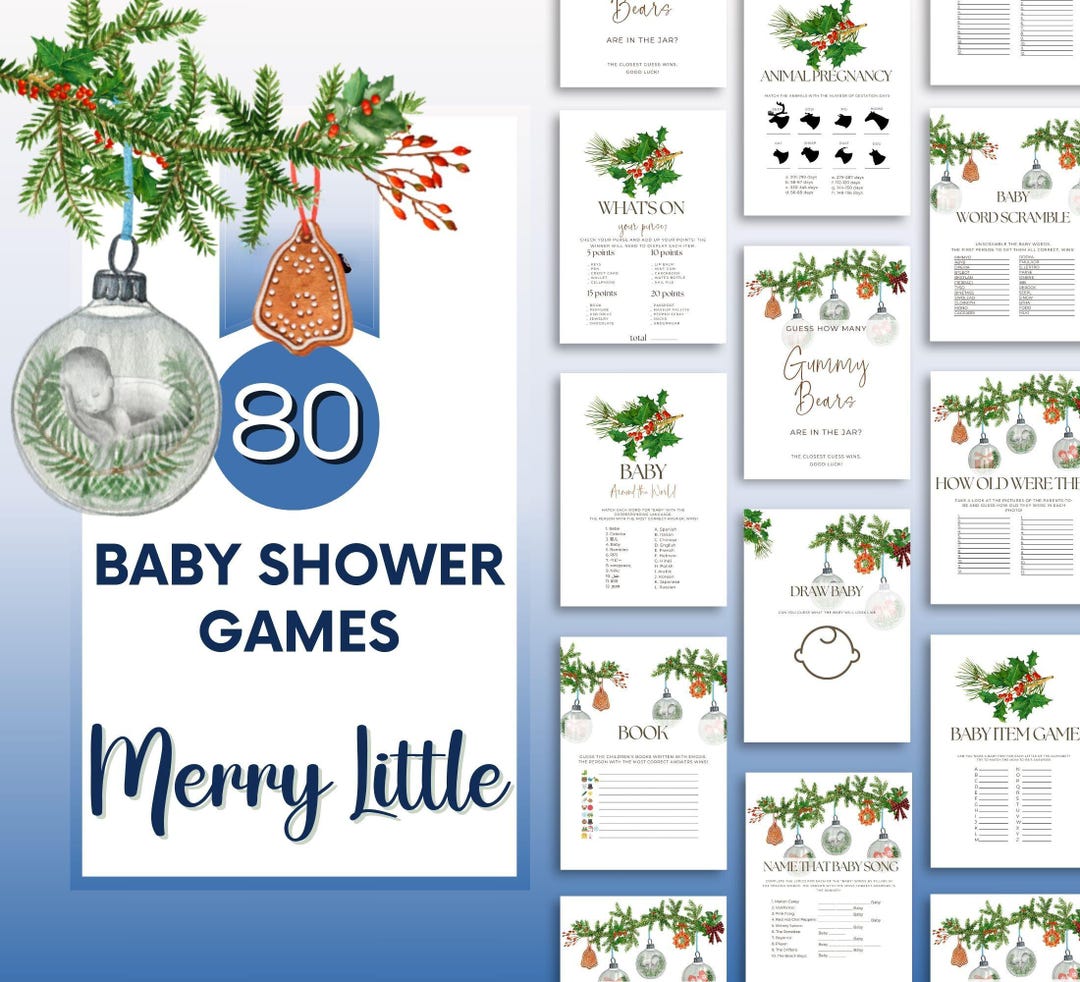 Merry Little Baby Shower Games and Activities Bundle Editable Christmas ...