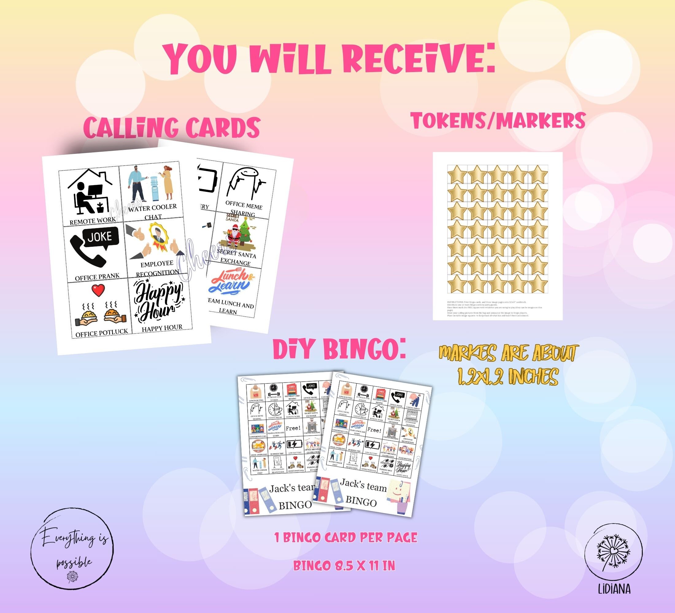 Office Bingo With Personalize Text, 50 Employee Bingo Cards. DIY ...