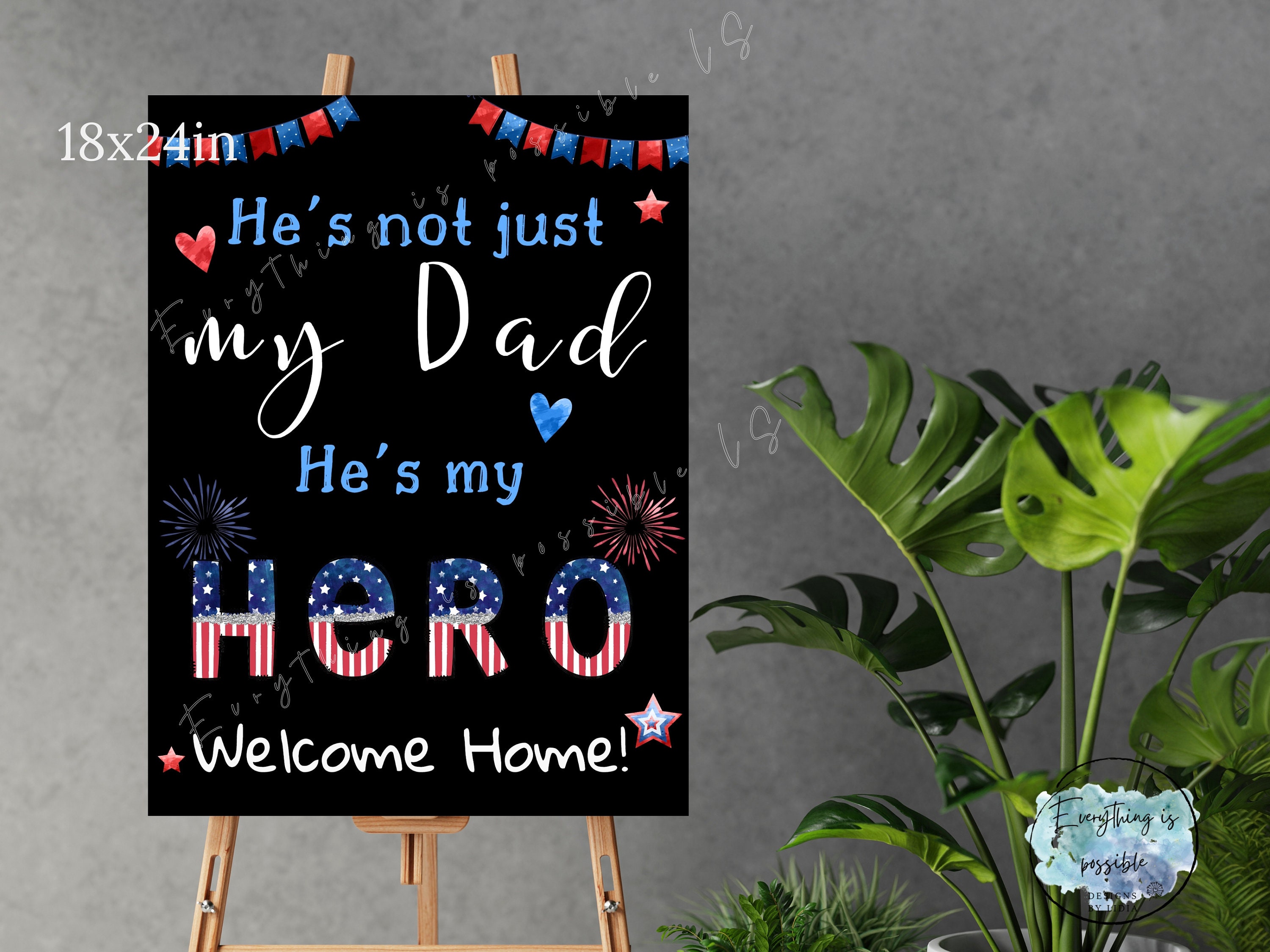 Printable Welcome Home Daddy Sign, Instant Download Deployment ...