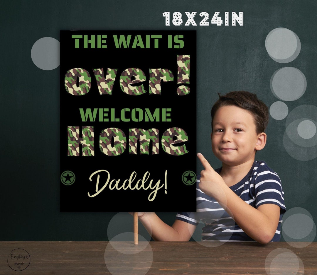 Editable Welcome Home Daddy SIGN, Camo Homecoming Back From Deployment ...