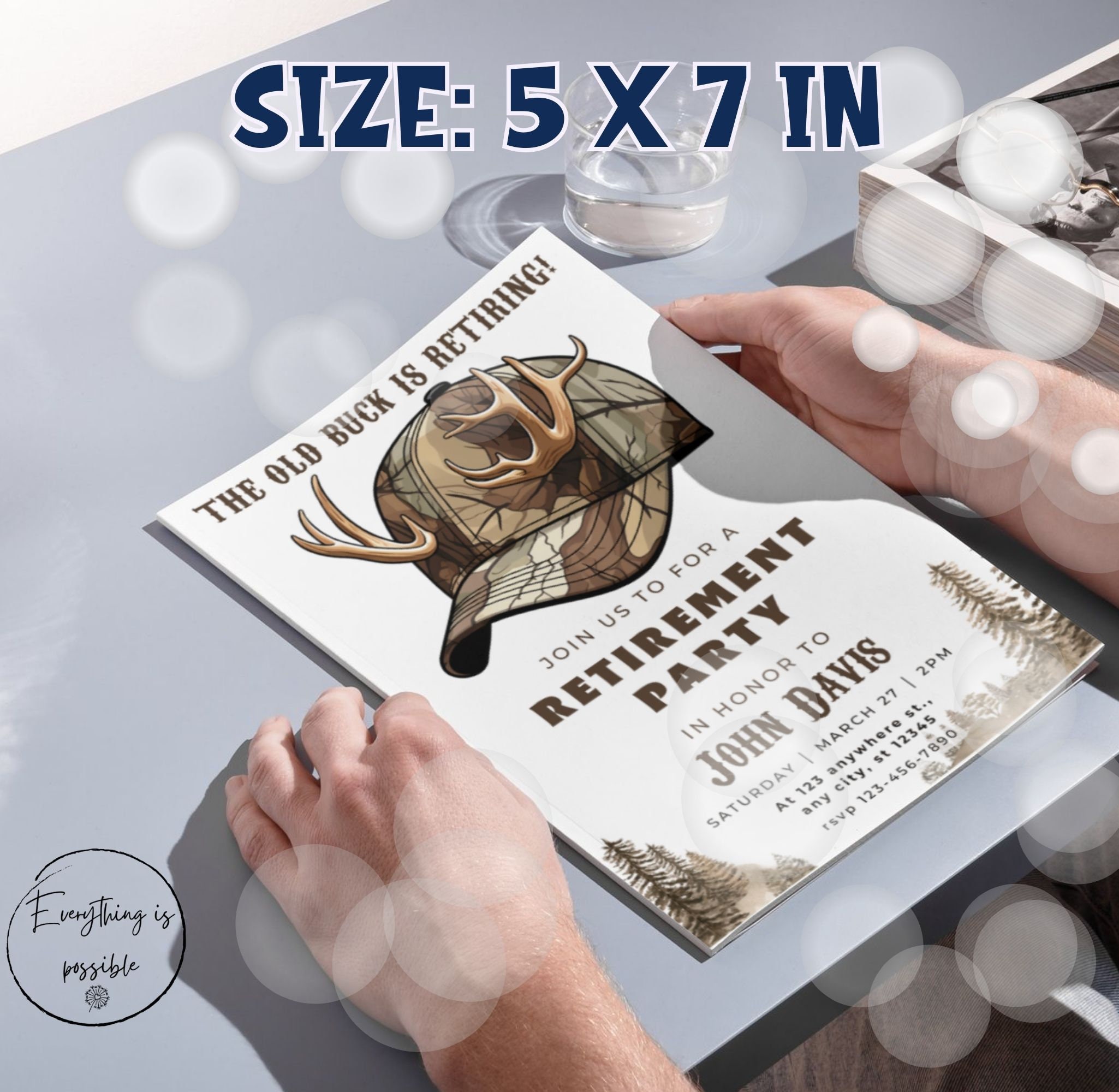 Editable Hunting Retirement Party Invitation: Deer Hunter (digital ...