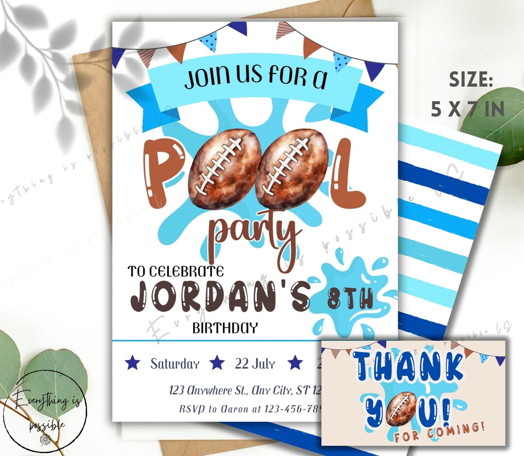 Football Pool Party Invitation: Kids Birthday, Summer Splash (digital ...