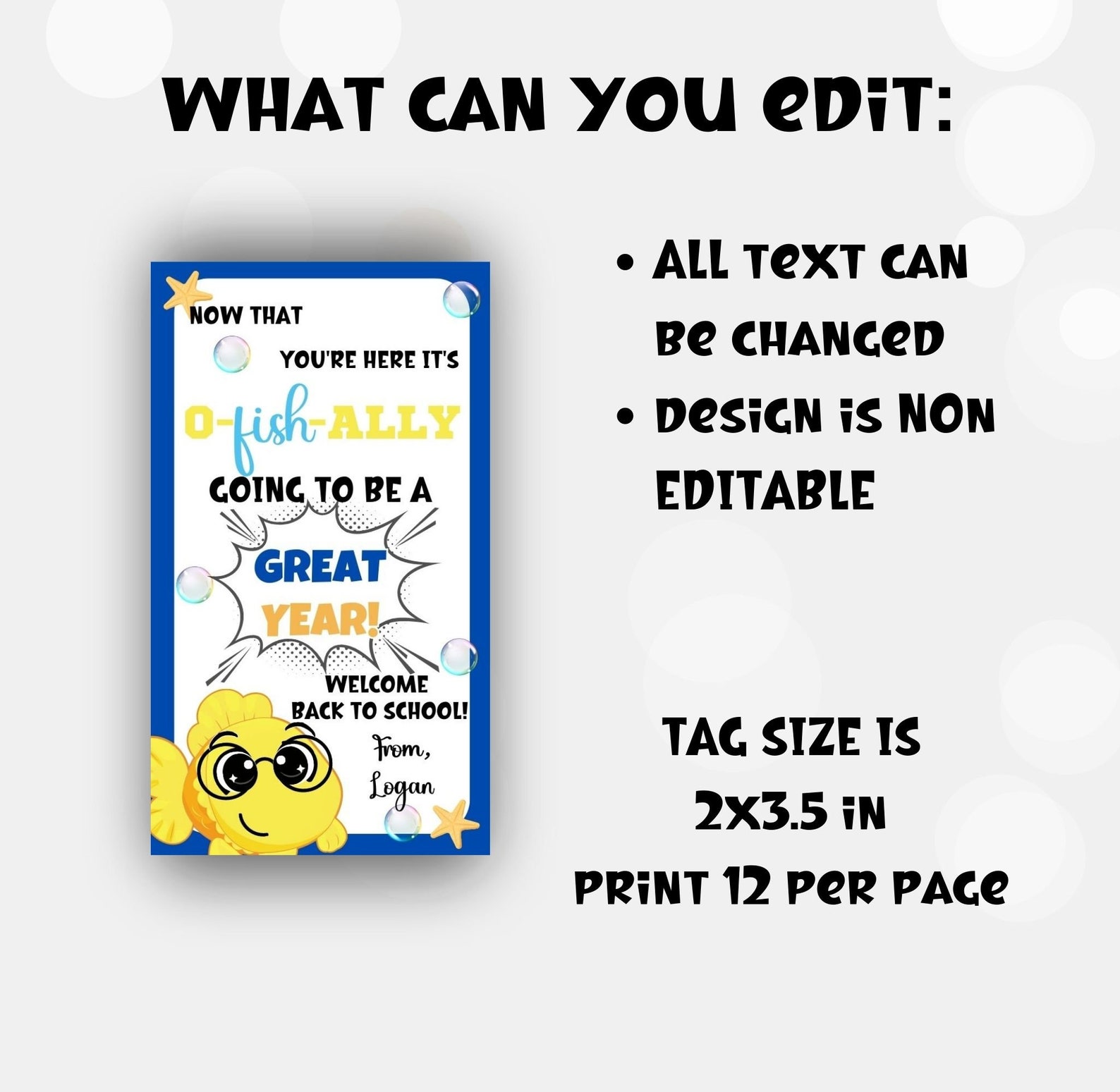 Goldfish Back to School Gift Tag: Teacher Treat, Student Snack ...