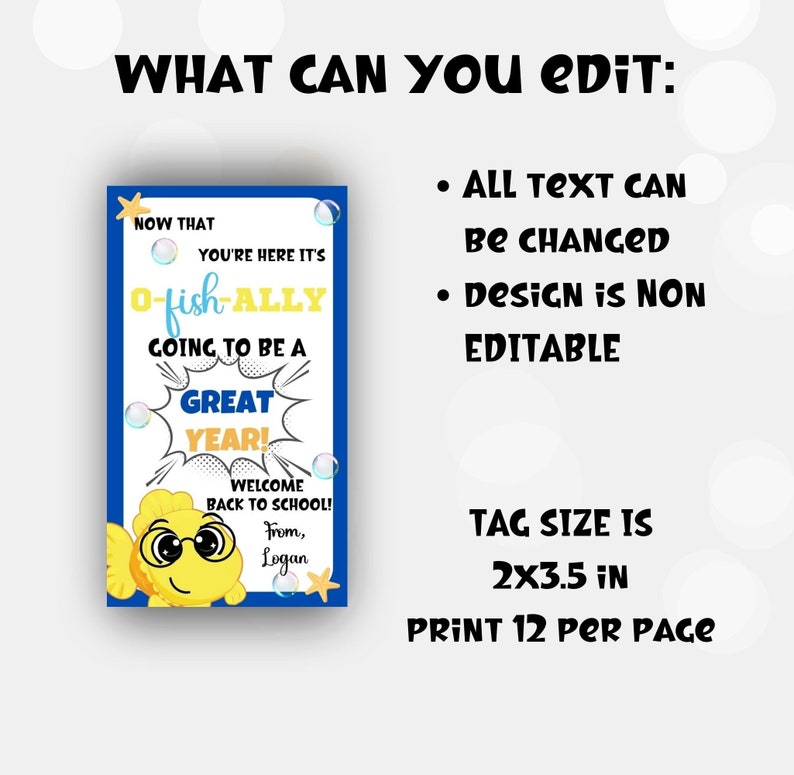 Goldfish Back to School Gift Tag: Teacher Treat, Student Snack ...