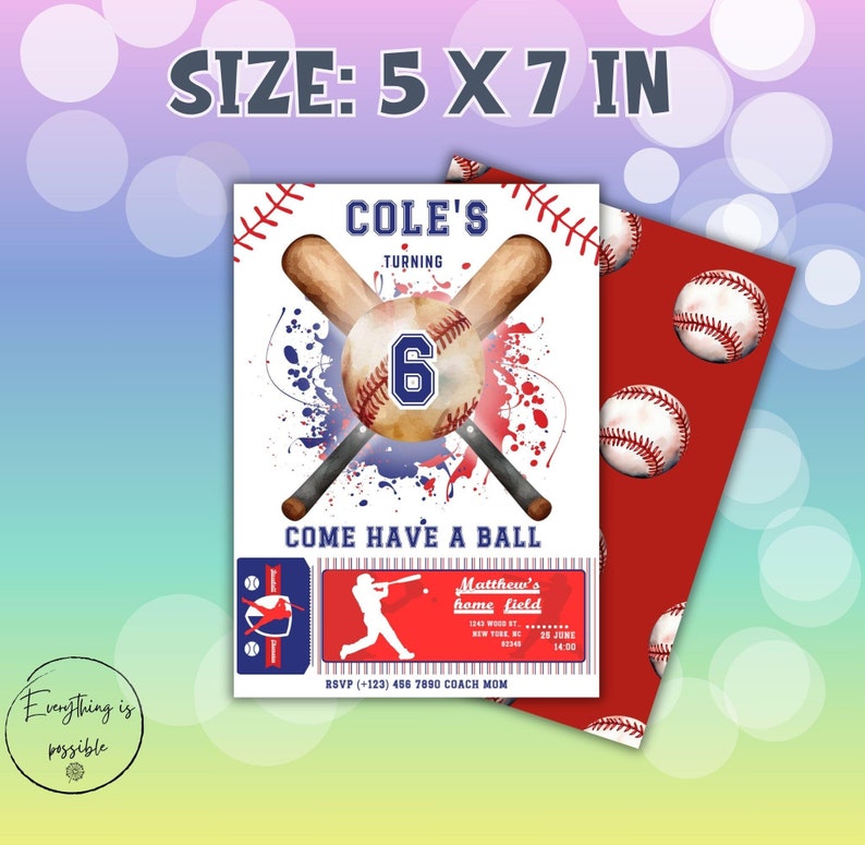 Baseball Birthday Invitation, Baseball Game Ticket Invite, Any Age ...