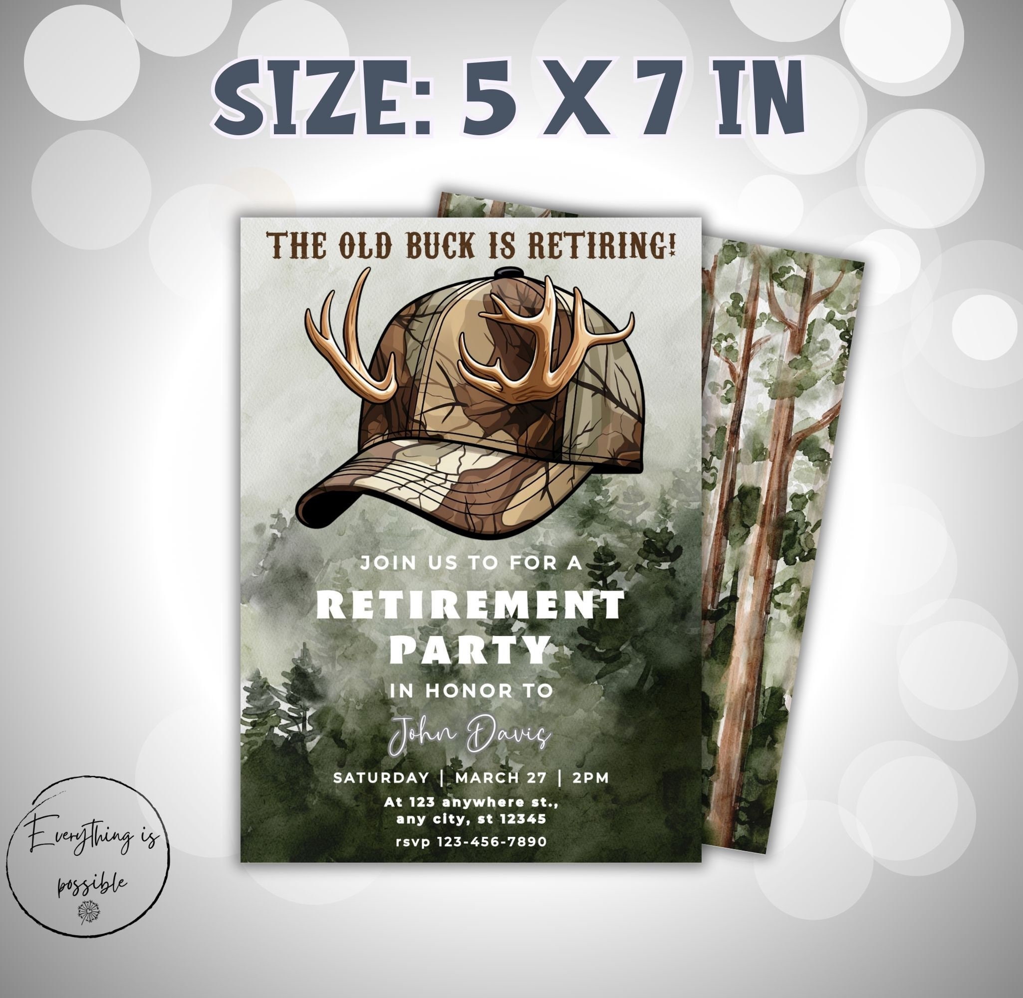 Editable Hunter RETIREMENT Party Invitation, Fisherman Retirement Bash ...