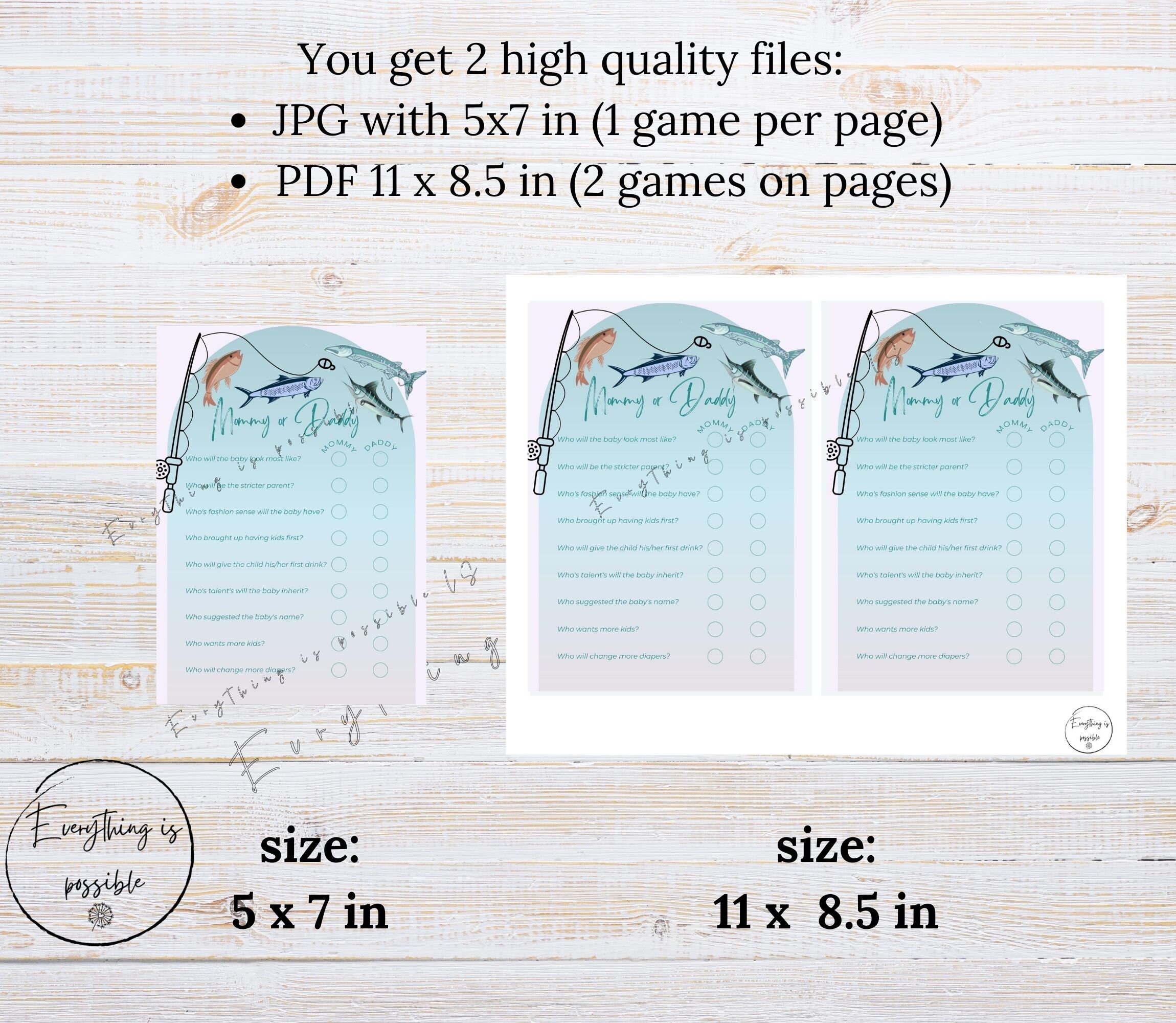 Baby Shower Fish Theme Game Bundle, Fish Baby Shower Games, Fishing ...