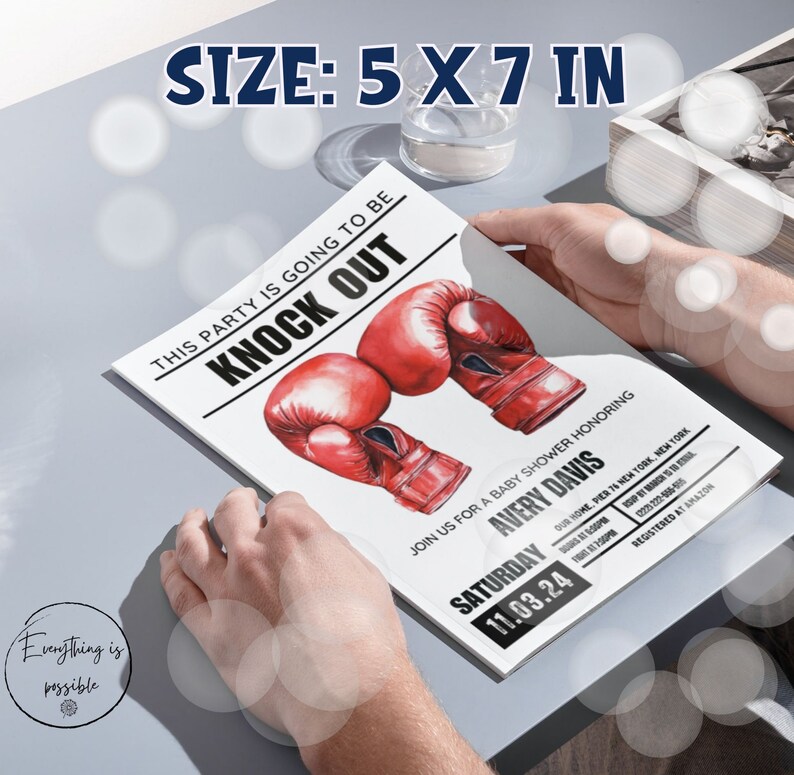 Boxing Baby Shower Invitation Template, Boxing Knockout Party Invite ...