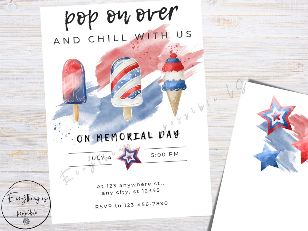 Memorial Day Flyer, Memorial Day BBQ Invitation, Patriotic Memorial Day ...