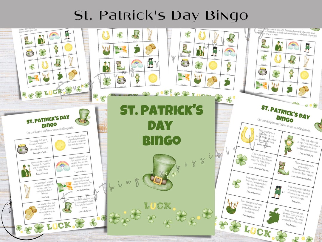St Patricks Day Printable Bingo, St Paddy Games, Leprechaun Bingo, St ...