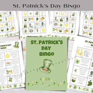 St Patricks Day Printable Bingo, St Paddy Games, Leprechaun Bingo, St ...