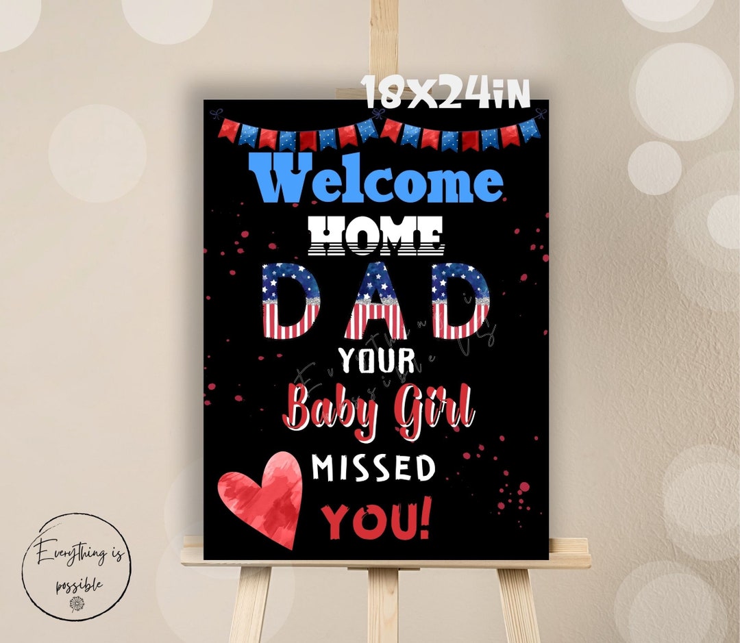 Welcome Home Daddy Sign: Military Homecoming Chalkboard (digital ...