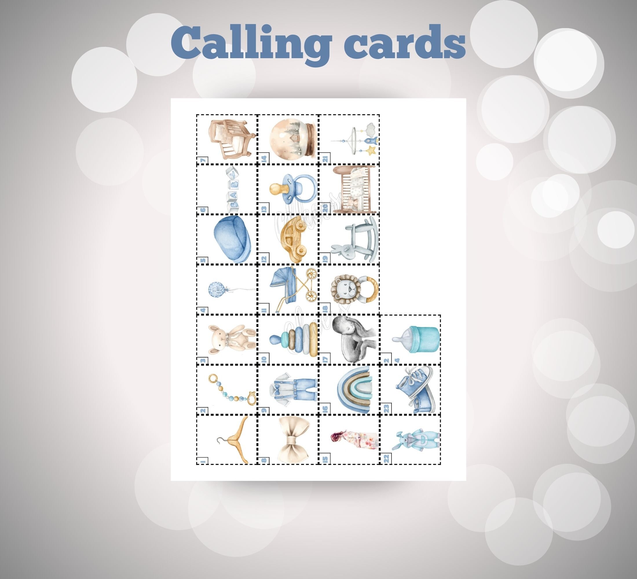 It's a Boy Bingo Set of 50 Blue Baby Shower Bingo Cards, Boho Theme ...