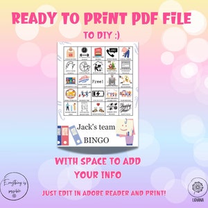 Office Bingo With Personalize Text, 50 Employee Bingo Cards. DIY ...