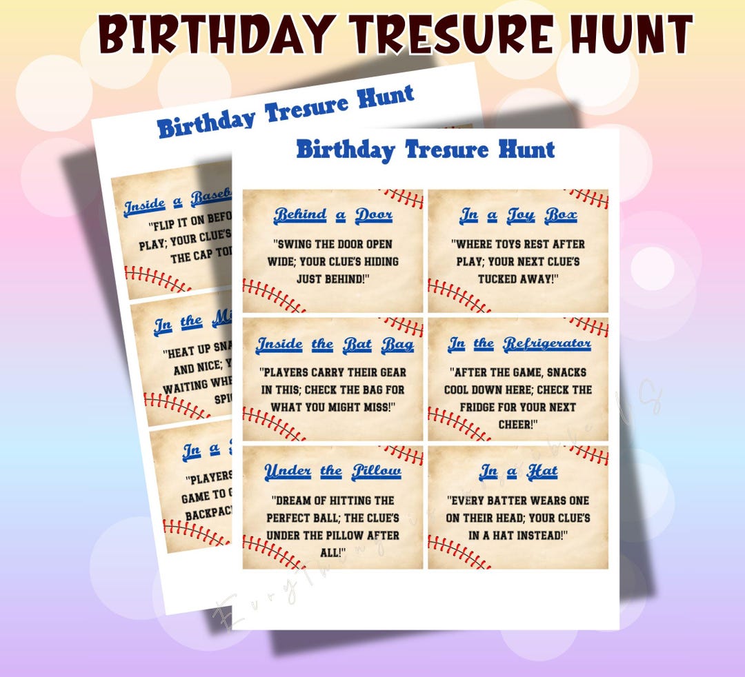 Baseball Theme Birthday Indoor Scavenger Hunt for Kids, Indoor Hunt ...