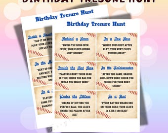 Fun Baseball Scavenger Hunt Clue Cards for Kids Birthday or Christmas ...