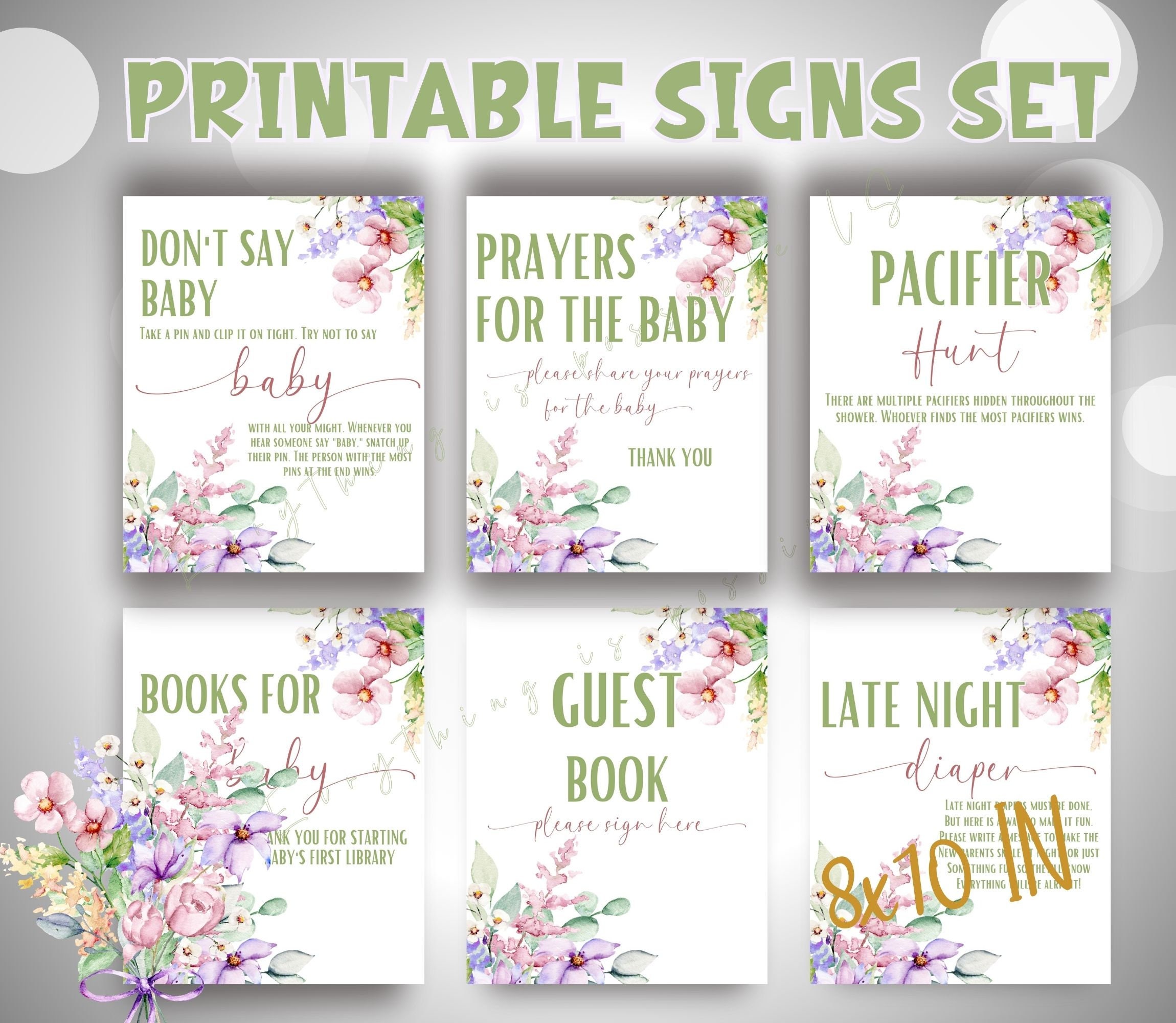 Baby in Bloom Signs Bundle, Printable Spring Flowers Baby Shower Food ...