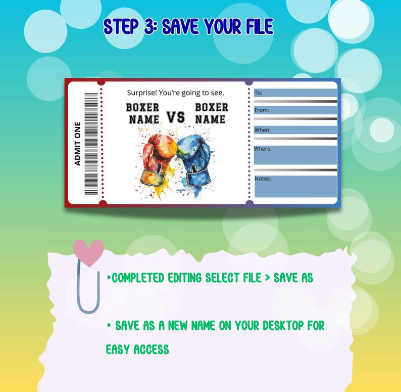 Surprise Boxing Ticket Template for Christmas Gift, Customizable and ...