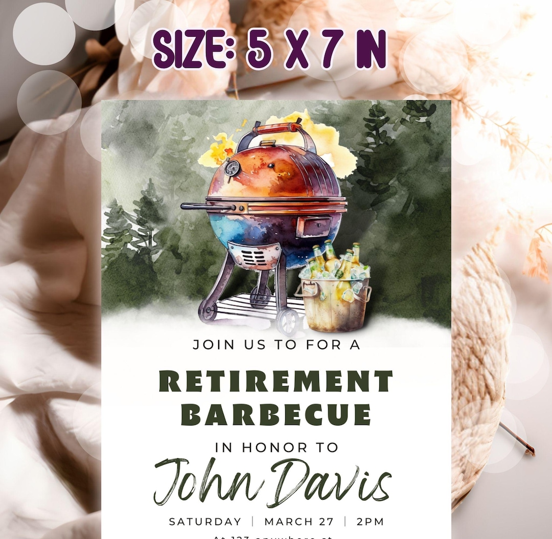 Editable BBQ Retirement Party Invitation – Digital Download for ...