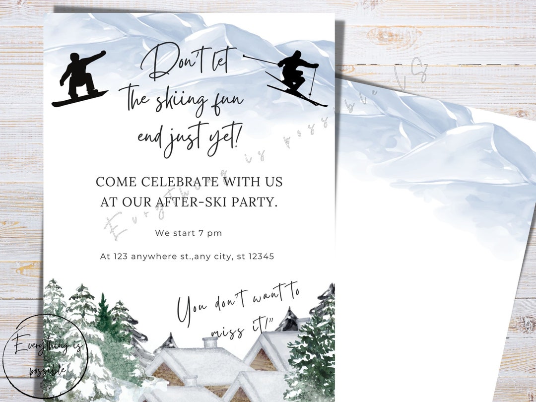 Editable After Skiing Party Invitation Printable Aspen Ski - Etsy