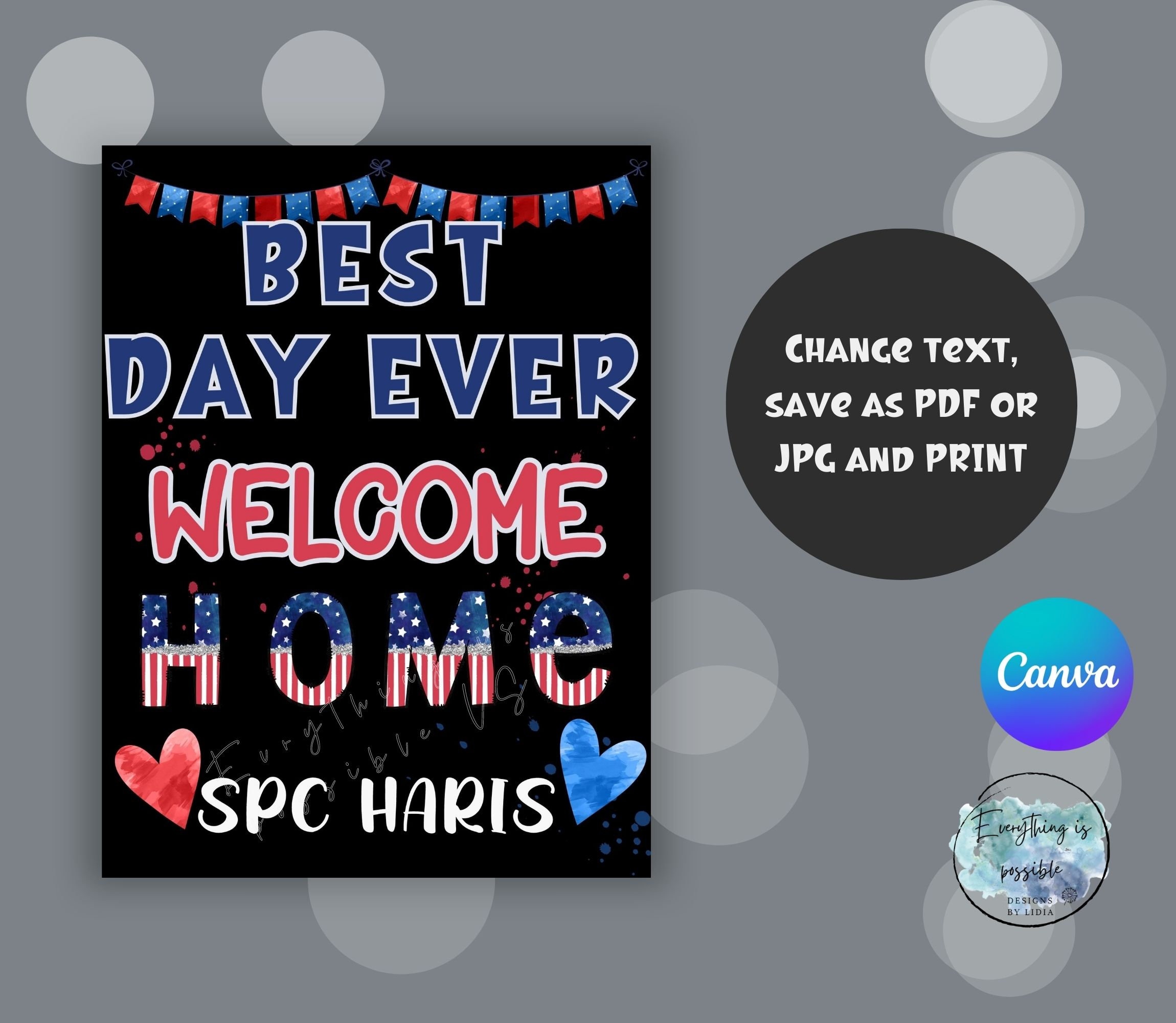 Editable Military Welcome Home Sign Back From Deployment, Printable ...