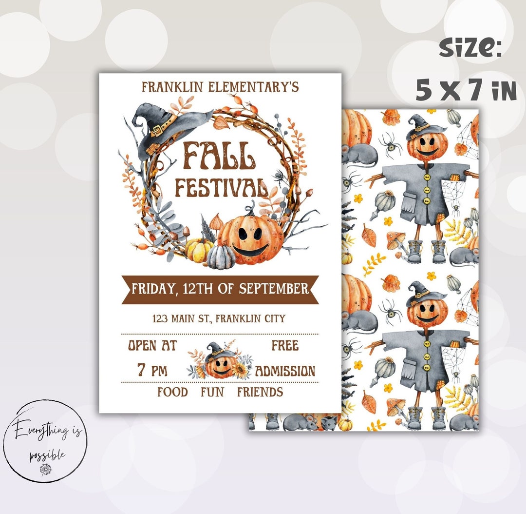 Editable Fall Festival Invitation: Harvest Corn Maze Flyer (5x7 In ...