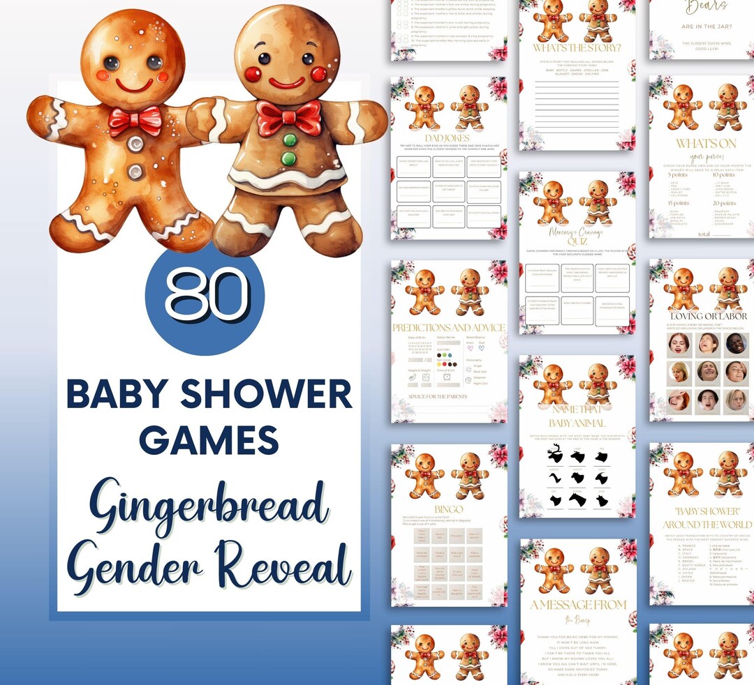Gingerbread Gender Reveal Baby Shower Games Bundle (printable PDF) - Etsy
