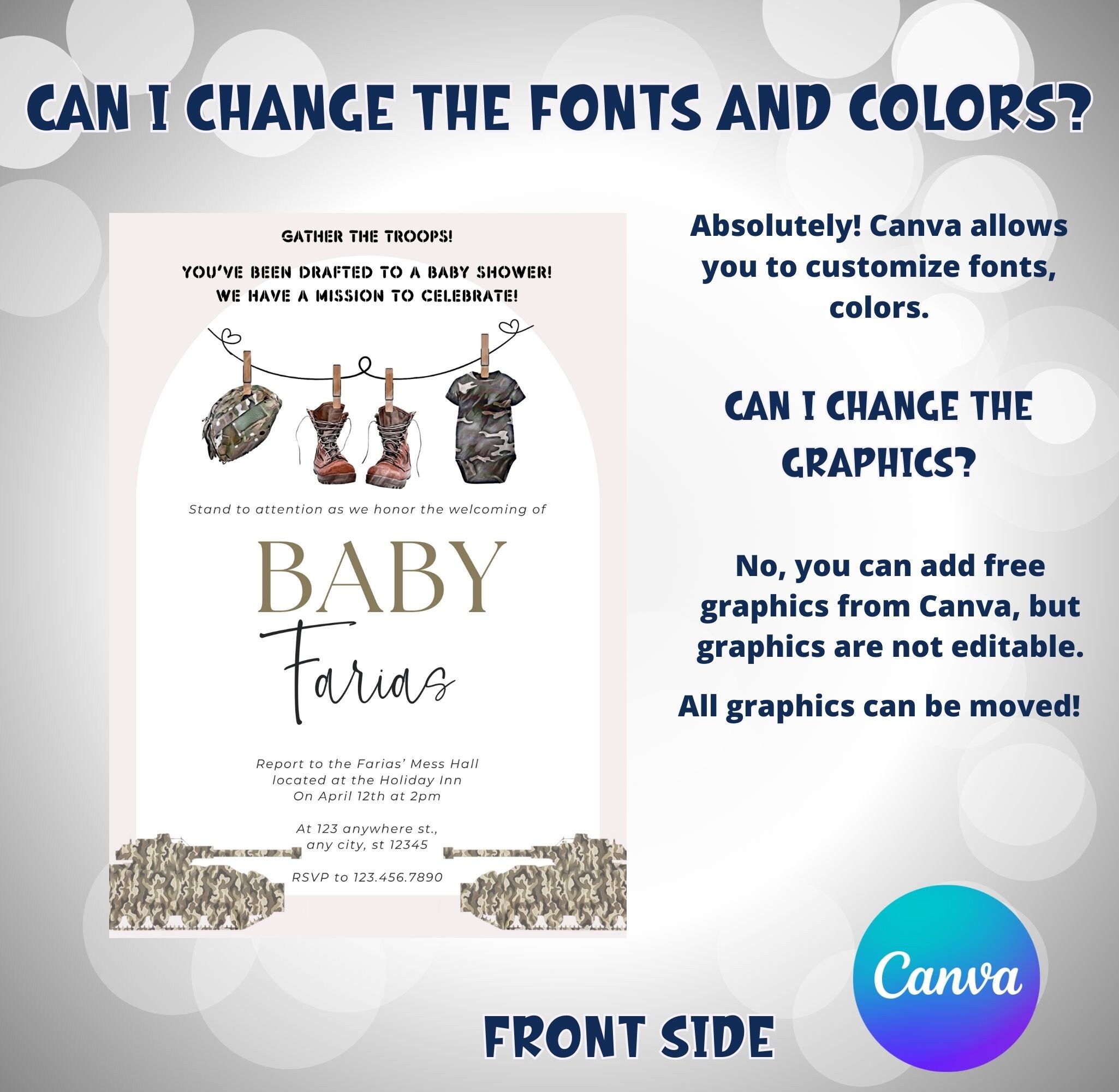 Military Baby Shower Invitation, Army Themed Baby Shower Invite, Camo ...