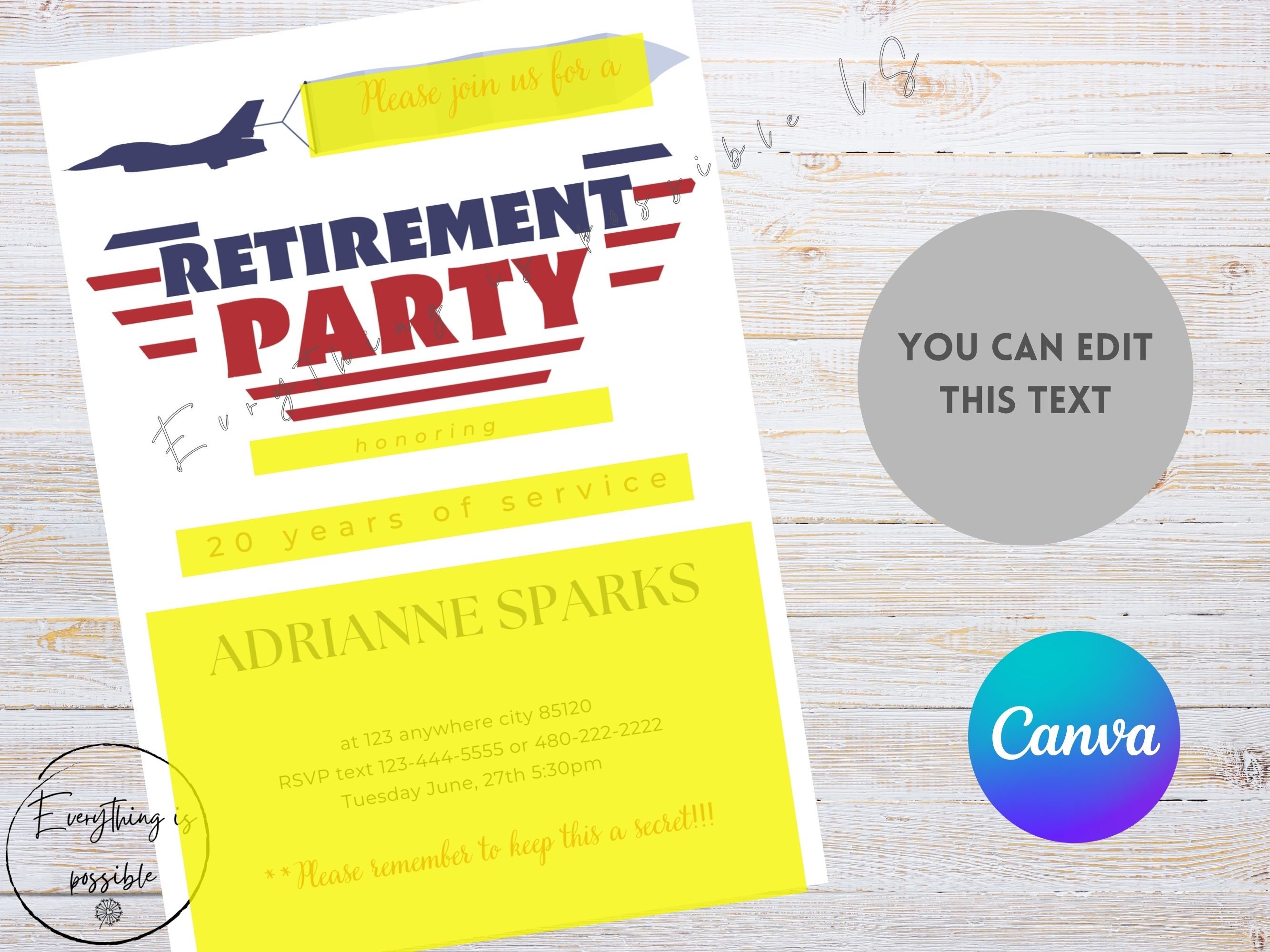 Military Retirement Party Invitation, Digital Download Fighter Pilot ...