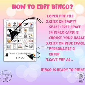 Personalize Office Bingo With Your Logo, 50 Work Bingo Cards. DIY ...
