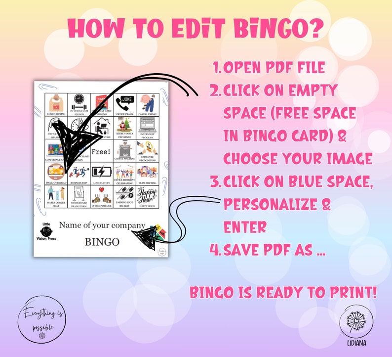 Personalize Office Bingo With Your Logo, 50 Work Bingo Cards. DIY ...