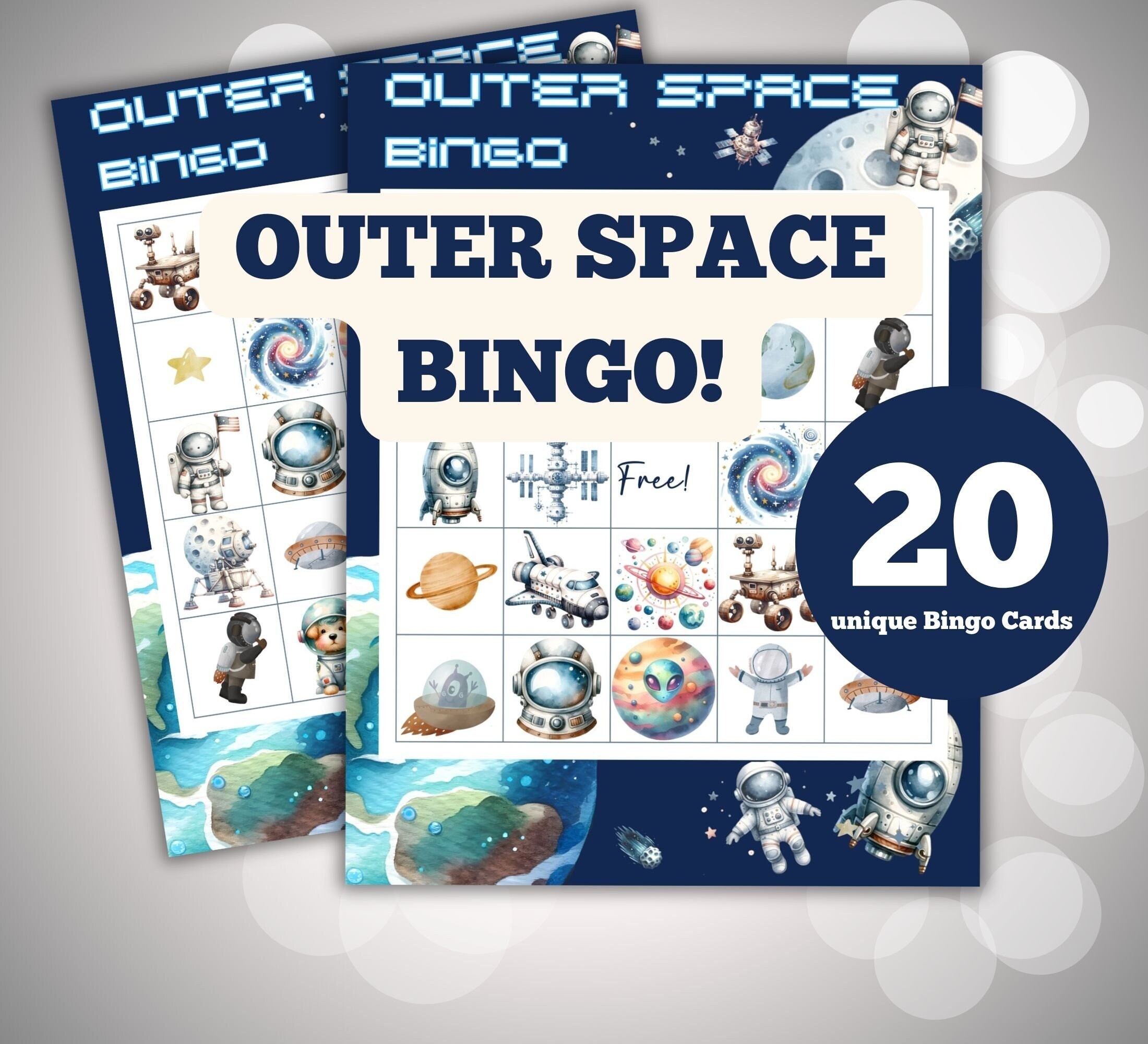 Outer Space Bingo, Solar System Bingo, Set of 20 Boards Instant ...